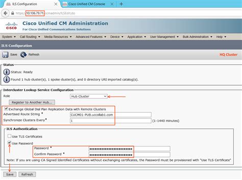 Cucm Intercluster Lookup Service Ils Configuration Guide Based On Password And Tls Certificate