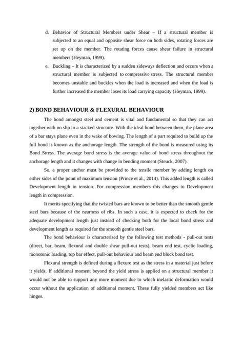 Civil Engineering Structural Behavior And Bond Analysis
