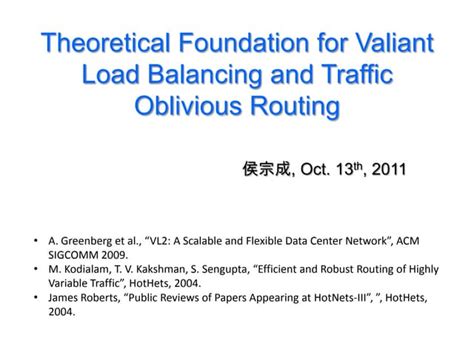 Valiant Load Balancing And Traffic Oblivious Routing Ppt