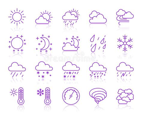 Weather Simple Color Line Icons Vector Set Stock Vector Illustration