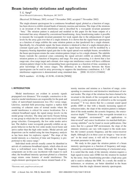 Pdf Beam Intensity Striations And Applications