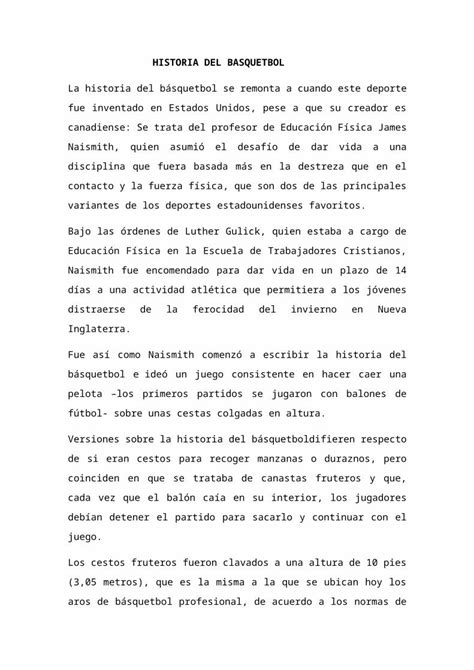 Docx Historia Del Basquetbol Dokumentips