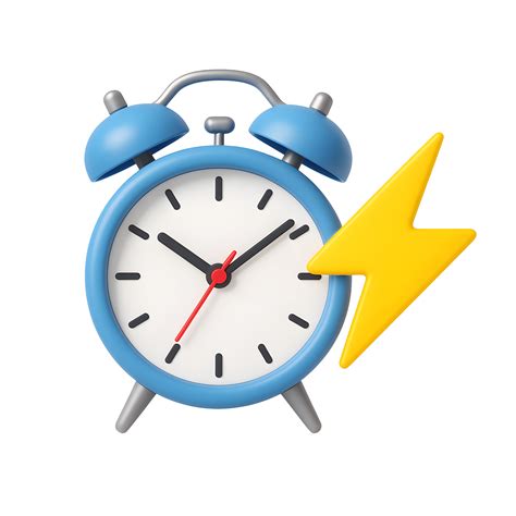 3d Blue Alarm Clock Icon With Yellow Lightning Bolt Symbolizing Energy