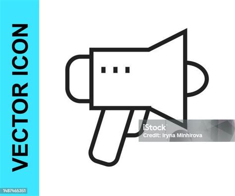 흰색 배경에 격리 된 검은 줄 메가 폰 아이콘 스피커 기호입니다 벡터 개념에 대한 스톡 벡터 아트 및 기타 이미지 개념 검은색 기민 Istock