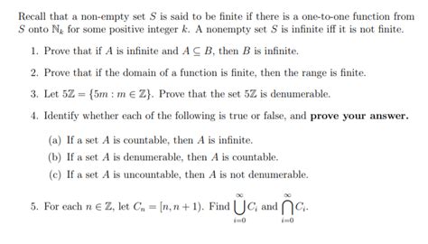 Solved Recall That A Non Empty Set S Is Said To Be Finite If