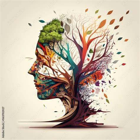 A Tree With A Human Head And Leaves On Its Branches And A Tree With A