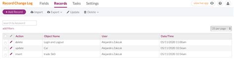 Record Update Log Object Based