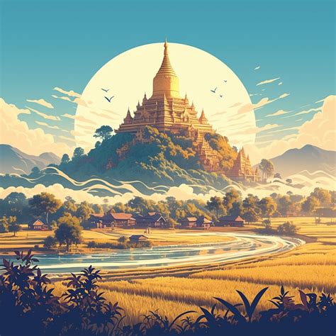 Traditional Motifs Of Bagan Myanmar Premium Ai Generated Vector