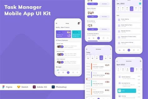 Task Manager Mobile App Ui Kit Graphic By Betush · Creative Fabrica