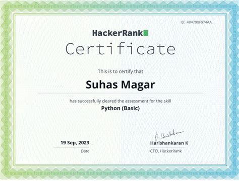 Suhas Magar On Linkedin Just Earned My Hackerrank Python Basic