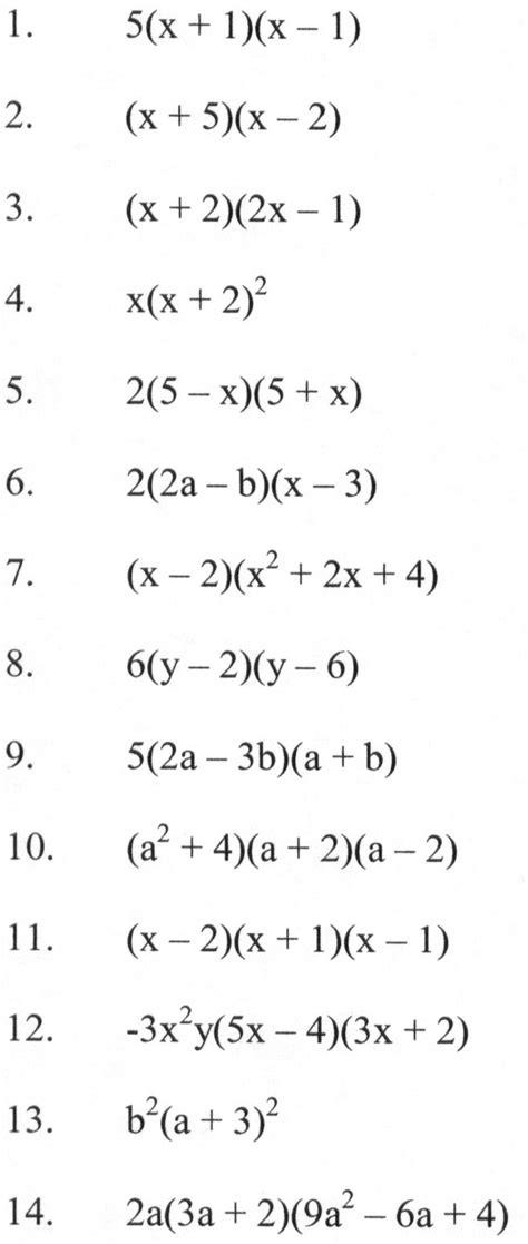 Factoring Polynomials Worksheets Library