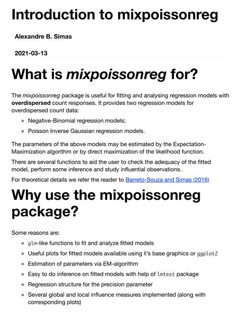 Pdf Mixpoissonreg Mixed Poisson Regression For Overdispersed Count Data