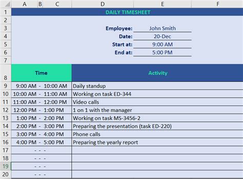 Excel Hours Worked Template