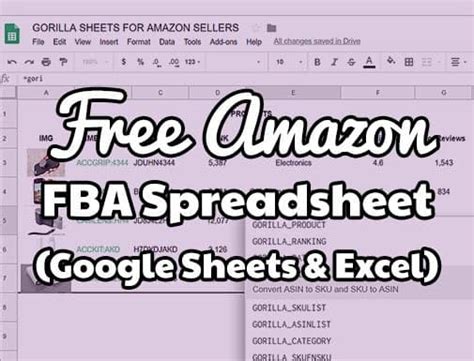 Free Amazon FBA Spreadsheet Template And Sales Analysis Tools For Google Sheets And Excel