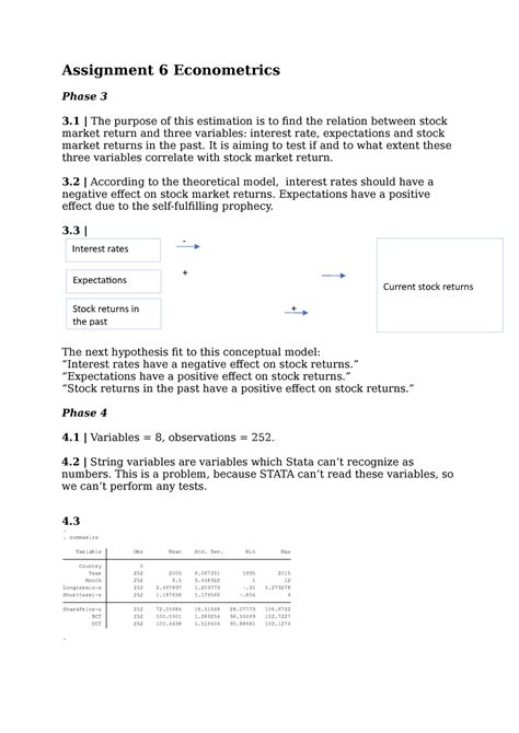 Assignment Econometrics Final Assignment Econometrics Phase The Purpose Of This
