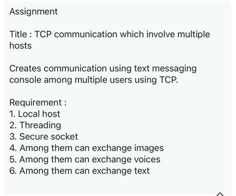 solved assignment title tcp communication which involve