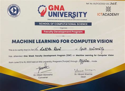 Lalita Rani On Linkedin Machinelearning Computervision Professionaldevelopment Gnauniversity