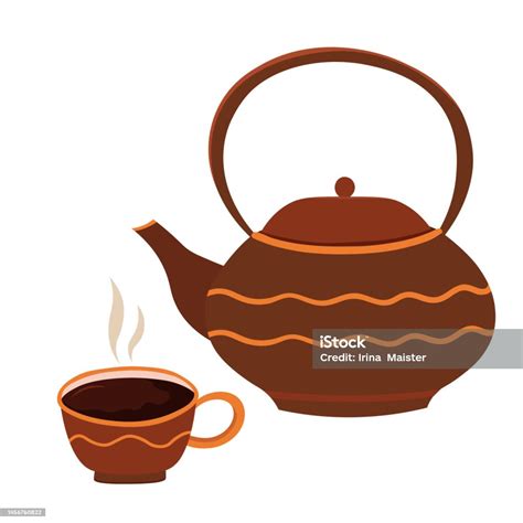 찻주전자 중국과 전통 차를 마시는 컵의 그림 중국 전통 음료 0명에 대한 스톡 벡터 아트 및 기타 이미지 0명 갈색 그릇 Istock