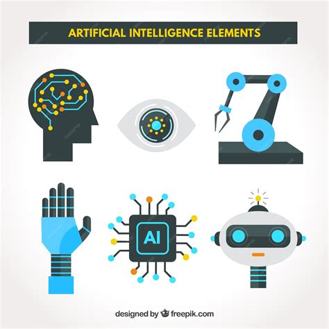 Premium Vector Set Of Artificial Intelligence Elements In Flat Design