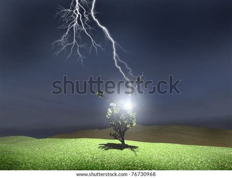 Tree Struck By Lightning Stock Illustration 76730968