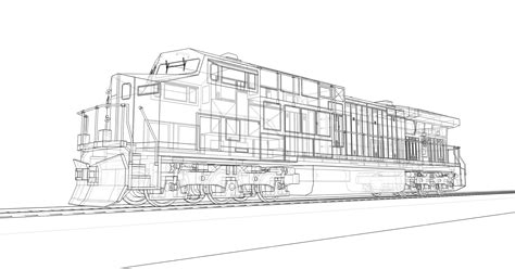 길고 무거운 철도 열차를 이동시키는 강력한 힘과 힘을 가진 현대식 디젤 철도 기관차 3d 렌더링 프리미엄 사진