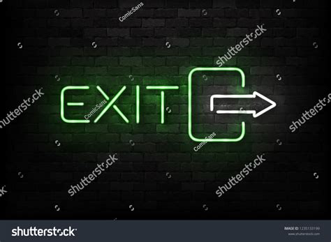 Vector Realistic Isolated Neon Sign Exit Stock Vector Royalty Free Shutterstock