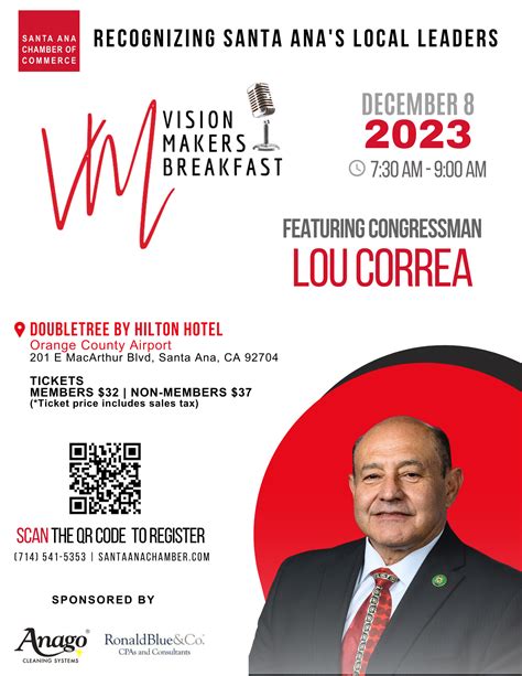 Meet Congressman Lou Correa At Decembers Vision Makers Breakfast
