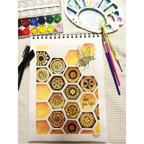 Honeycomb Doodle Doodles Watercolor Projects Doodle Art