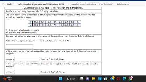 Solved Linear Regression Application Interpolation And