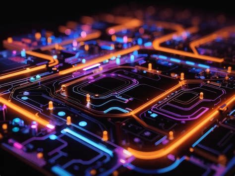 Premium AI Image Vibrant Neon Circuit Abstract Illustration
