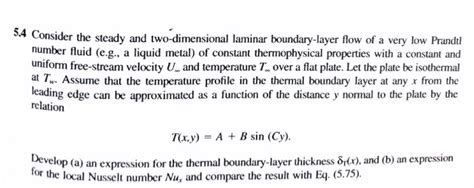 solved 4 consider the steady and two dimensional laminar