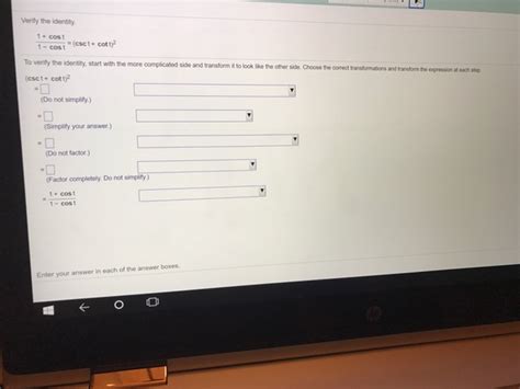 solved verify the identity 1 cos t 1 cos t csc t