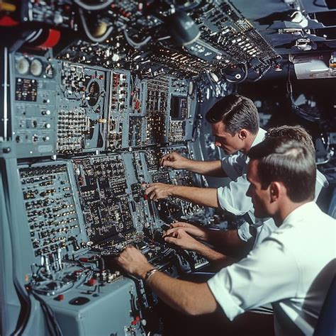 Engineers Working On The Avionics Systems Of An Aircraft Focusing On