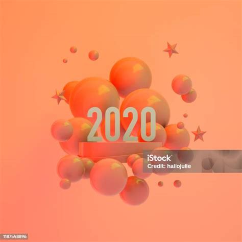 2020 새해 배경입니다 숫자 2020 및 추상 공의 휴일 3d 렌더링 축제 포스터 또는 배너 디자인 파티 초대 0명에 대한