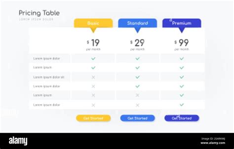 Pricing Table Infographic Design With Banner And Options Vector Template Pricing Table