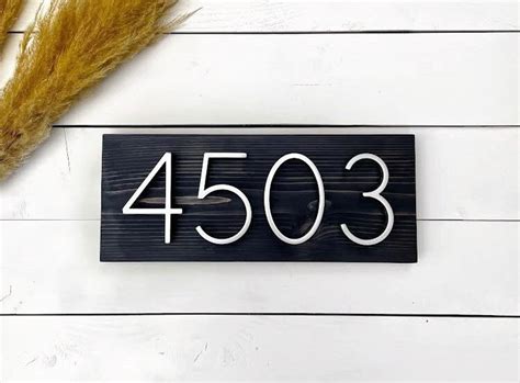 House Number Sign Black Address Sign Modern Horizontal Etsy