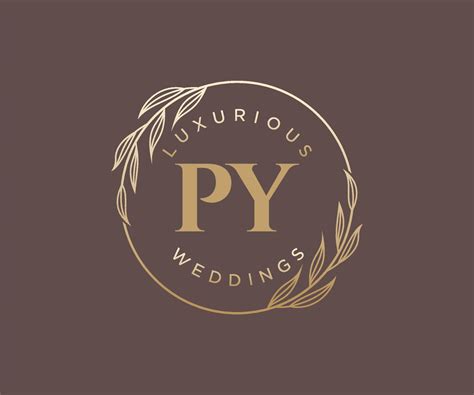 py initials letter wedding monogram logos template hand drawn modern
