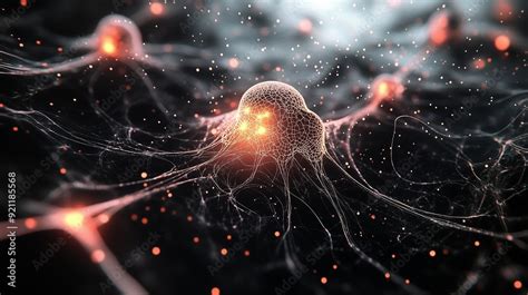 Microscopic View Of Neurons Brain Connections Synapses Communication
