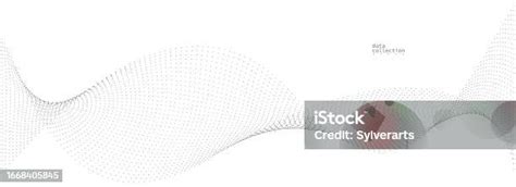 회색 공기 입자 흐름 벡터 디자인 흐르는 점 배열의 물결과 추상적 인 배경 디지털 미래 일러스트 나노 기술 테마 3차원 형태에 대한 스톡 벡터 아트 및 기타 이미지 Istock