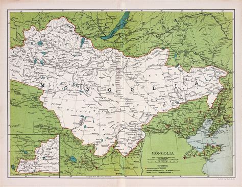 Mongolia Map 1909 Mongolia Wall Map Print Old Mongolia Mongolia