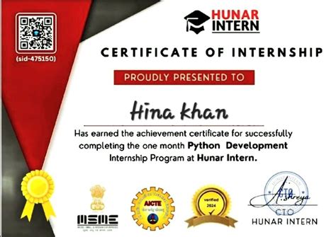 Hina Khan On Linkedin Hunarintern Pythondeveloper Internship