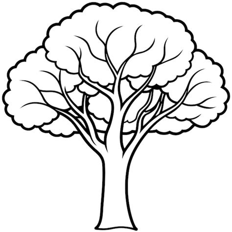 Simple Tree Line Drawing Minimal Sketch In Side View Premium Ai
