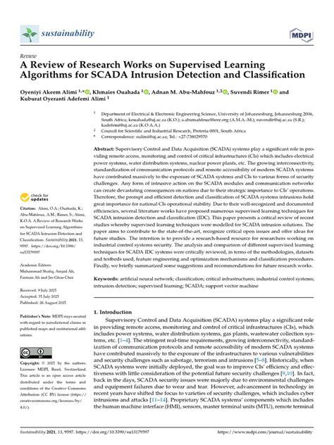 A Review Of Research Works On Supervised Learning Algorithms For Scada Pdf Machine Learning