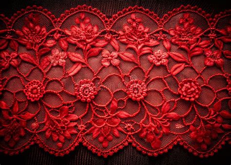 Exquisite Vintage Red Lace Against A Dramatic Black Background A