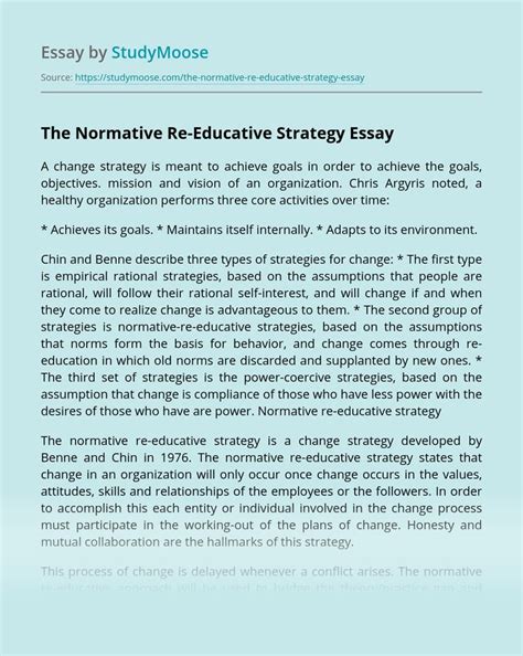 The Normative Re Educative Strategy Free Essay Example Essay Examples Essay Strategies