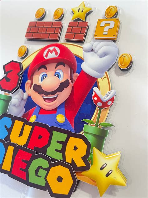 Personalized Super Mario Cake Topper Decor Cake Topper Mario Etsy