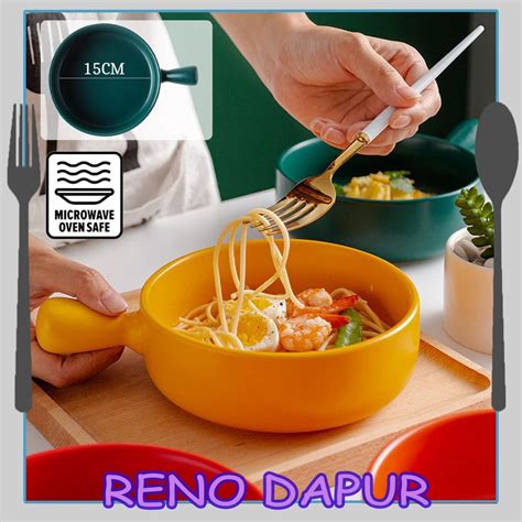 Nordic Style Ceramic Bowl Plate Oven Baking Plates With Handle Baking Bowl Ceramic Pot Mangkuk