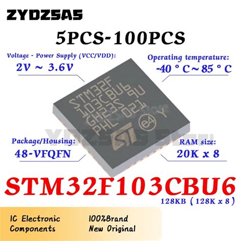 5pcs 100pcs Stm32f103cbu6 Stm32f103cb Stm32f103 Stm32f Stm32 Stm Ic Mcu