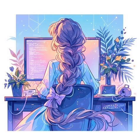 Premium Photo Elegant Web Developer At Work Illustrated