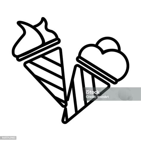 아이스크림 아이콘입니다 흰색 배경에 고립 된 얇은 선형 아이스크림 윤곽선 아이콘 라인 벡터 아이스크림 기호 웹 및 모바일 기호